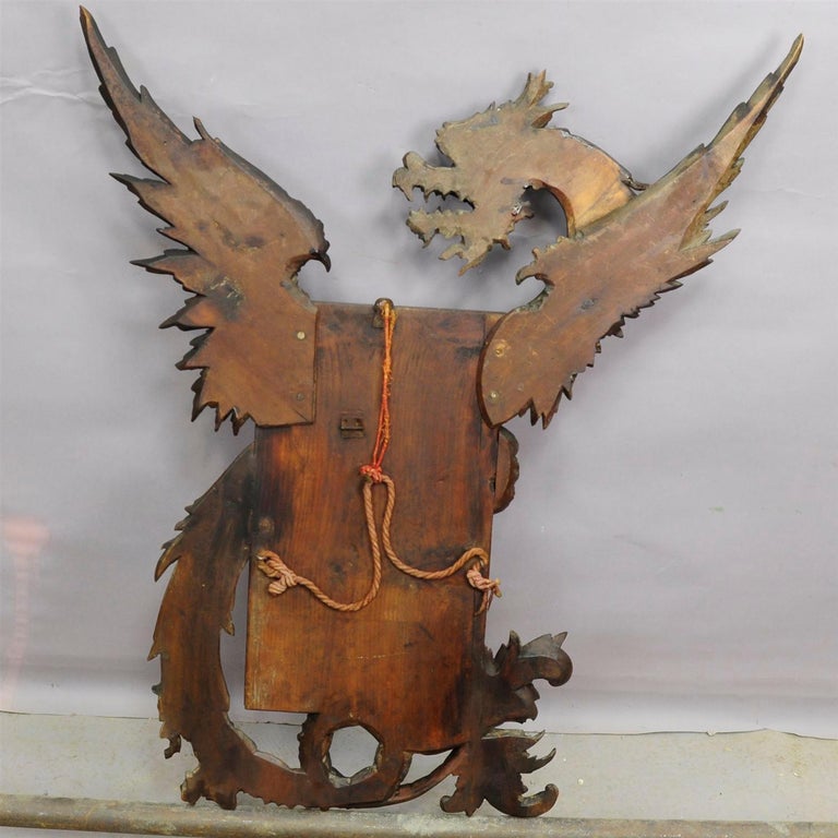 Old Wooden Carved Mystical Dragon Mirror at 1stDibs
