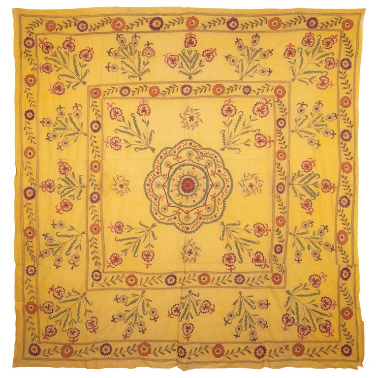 Old Yellow Suzani from Uzbekistan, 1930s For Sale at 1stDibs