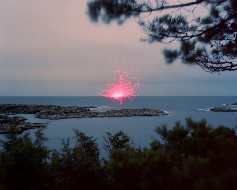 Ole Brodersen - Light and string #01- abstract sea landscape red and ...