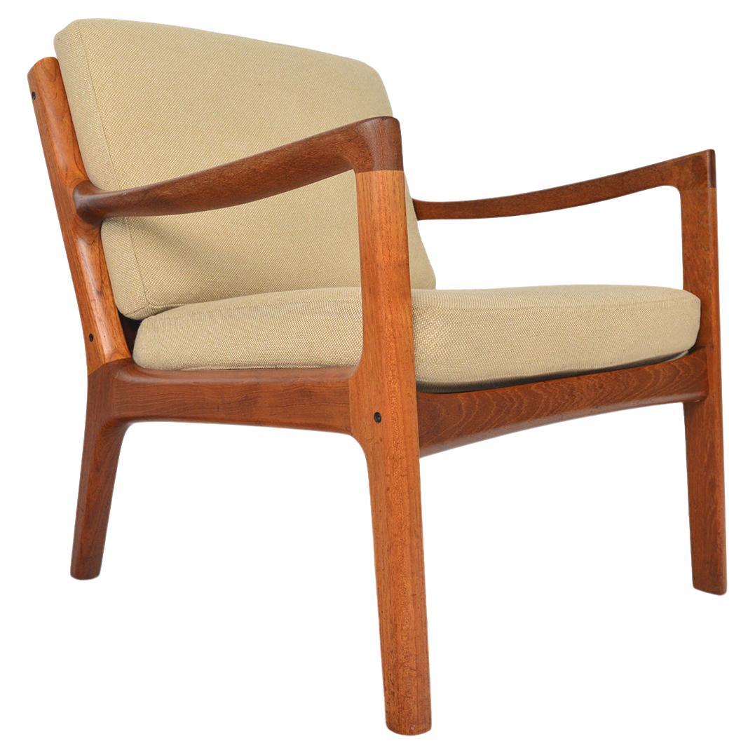 Ole Wanscher Senator Lounge Chair In Teak + Cream Wool For Sale at 1stDibs