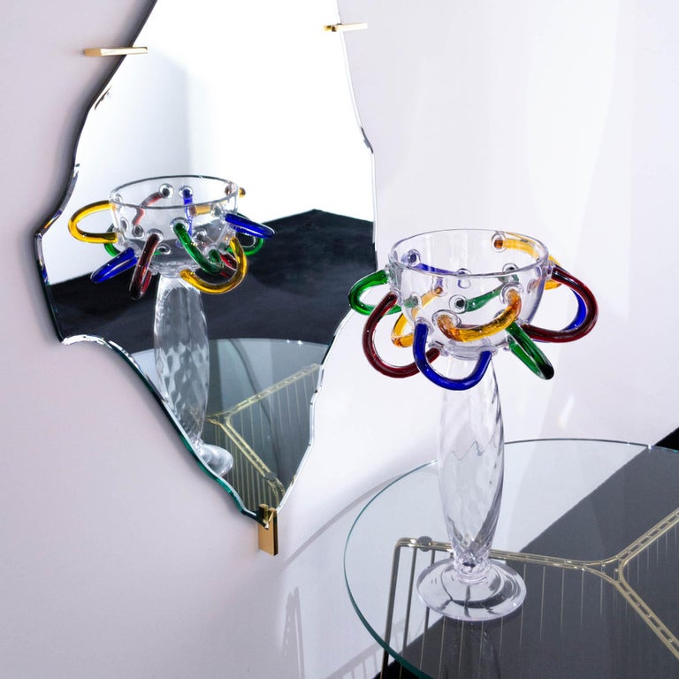 Olga Medium Glass Vase w/ Multicolored Detail by Borek Sipek for Driade ...