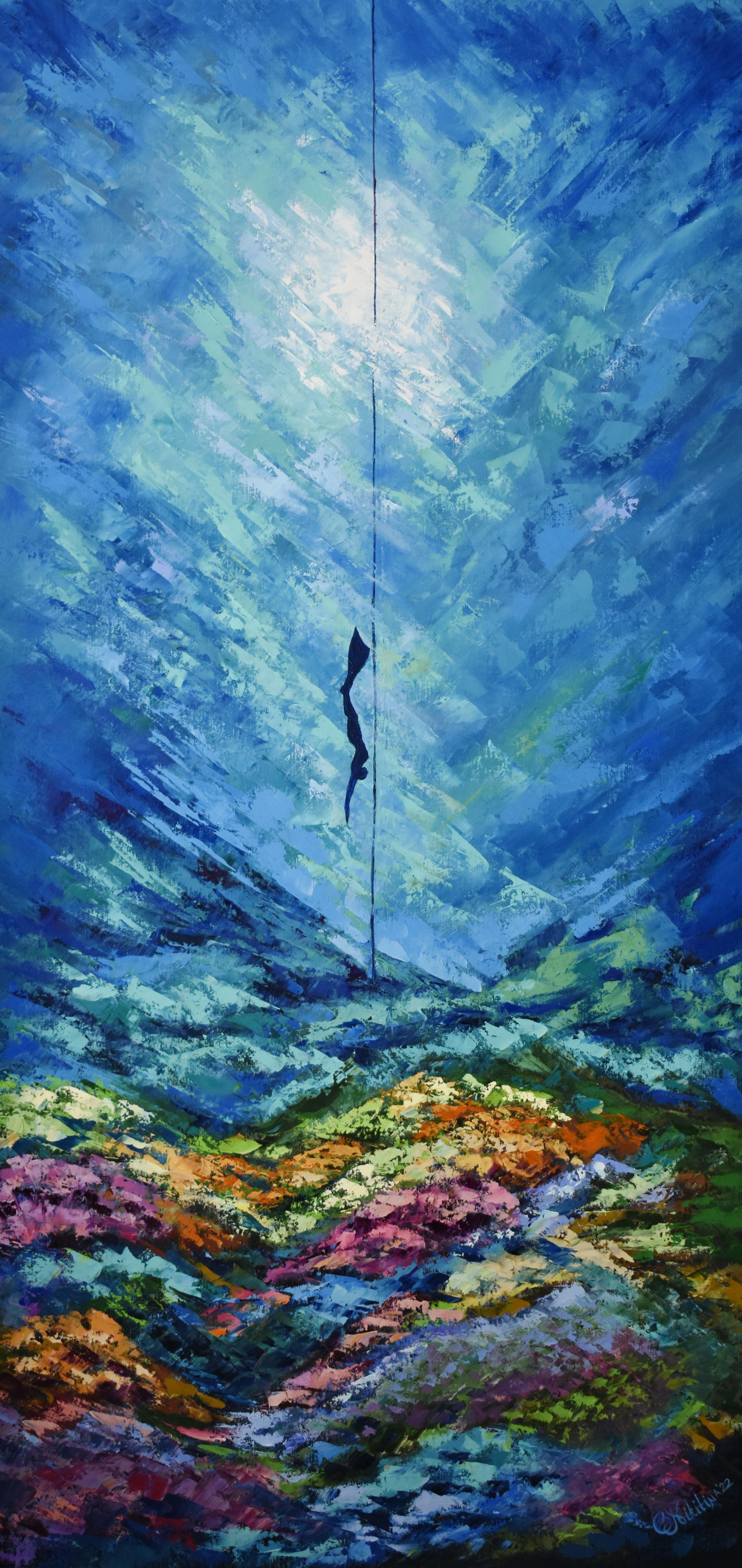 Olga Nikitina - Free Diving Original Underwater Art Ocean Wall Art ...