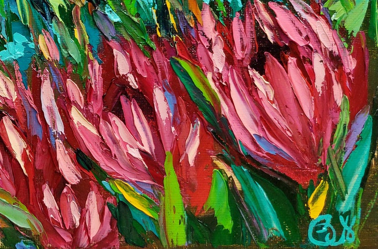 Olga Nikitina - Garden route Floral Oil Painting Protea South Africa ...
