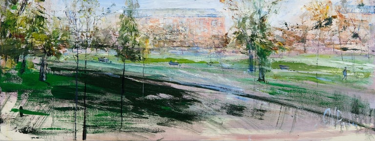 Olga Porter - Park in the Neighborhood, City Scene, Oil Painting, Urban ...