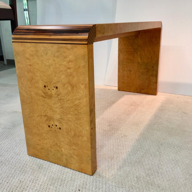 Olive Burl Waterfall Console Table Henredon Scene Two For Sale at 1stDibs