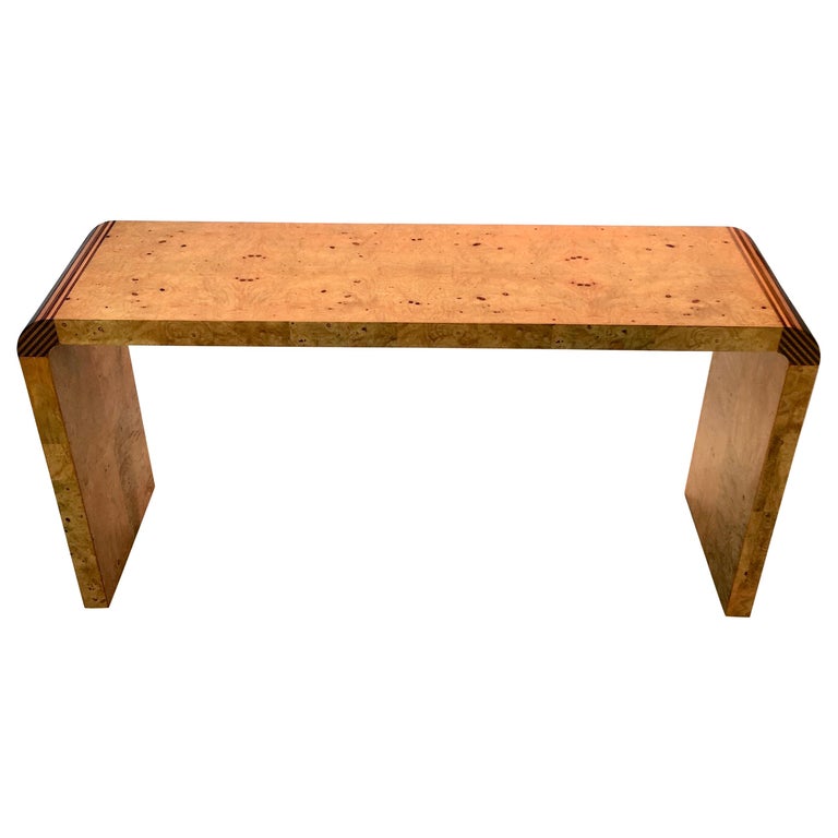 Olive Burl Waterfall Console Table Henredon Scene Two at 1stDibs