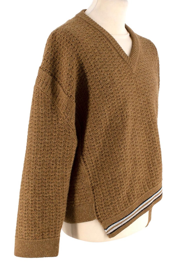 Olive Cable Knit Asymmetric Knit Jumper at 1stDibs