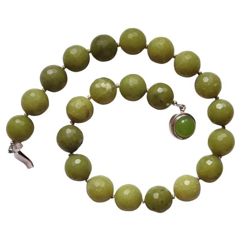Olive Jade Necklace with Jade Clasp For Sale at 1stDibs