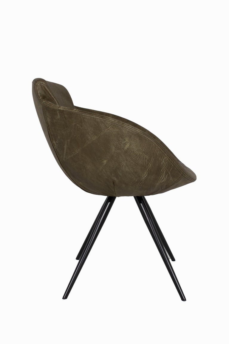 Olive Leather Club Dining Chair For Sale at 1stDibs