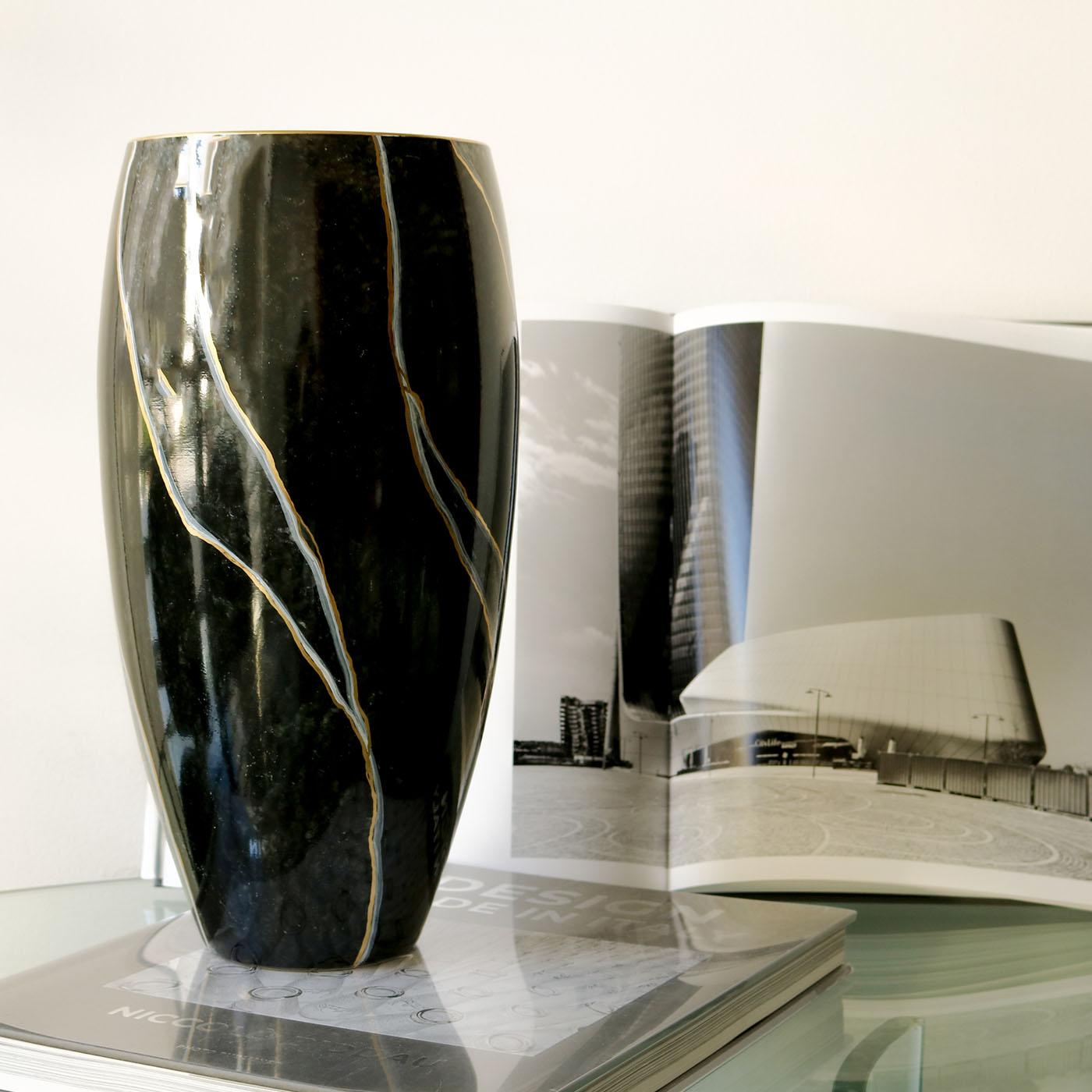 Olive-Shaped Black Vase For Sale at 1stDibs