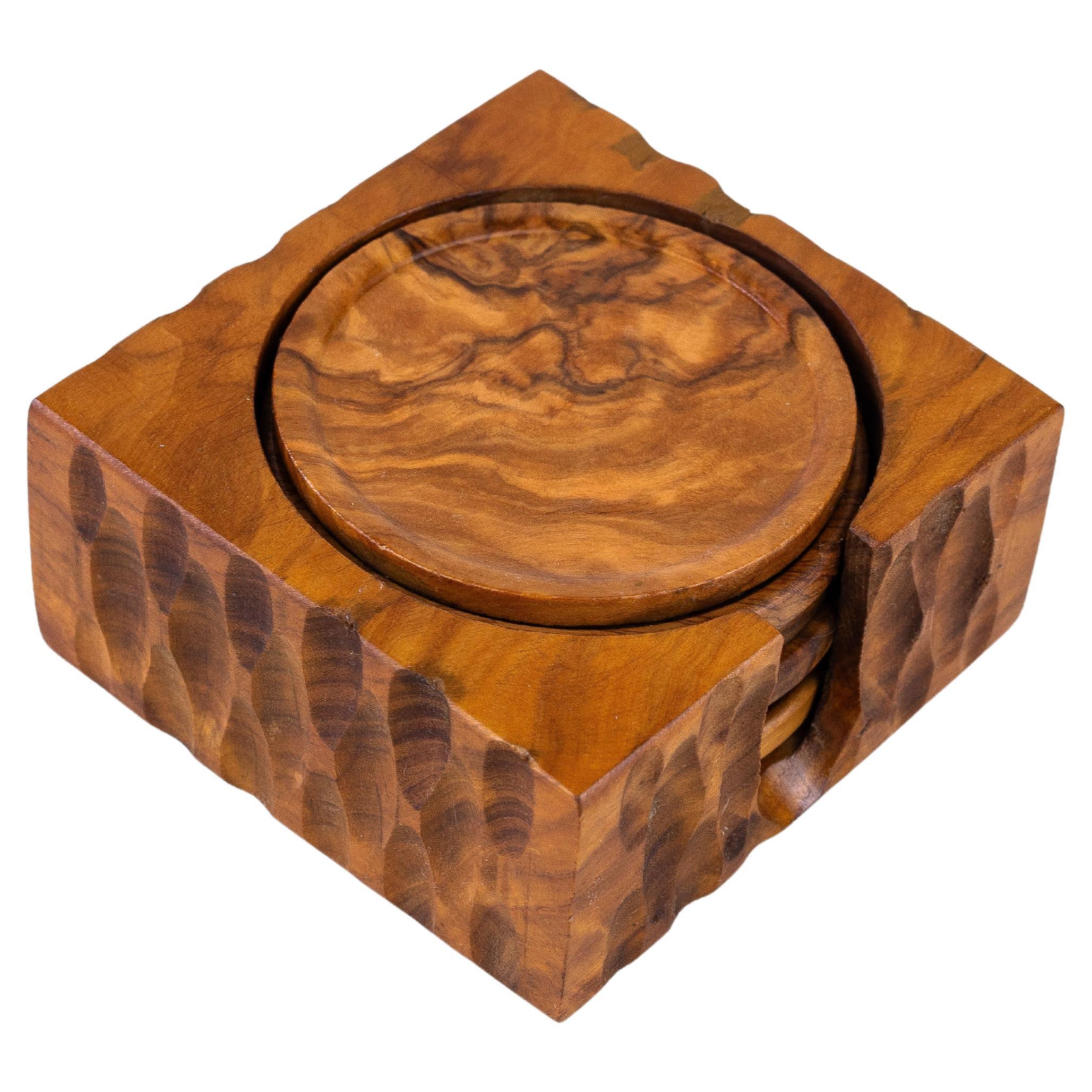 Olive Wood Coaster Set France Circa 1970 For Sale at 1stDibs