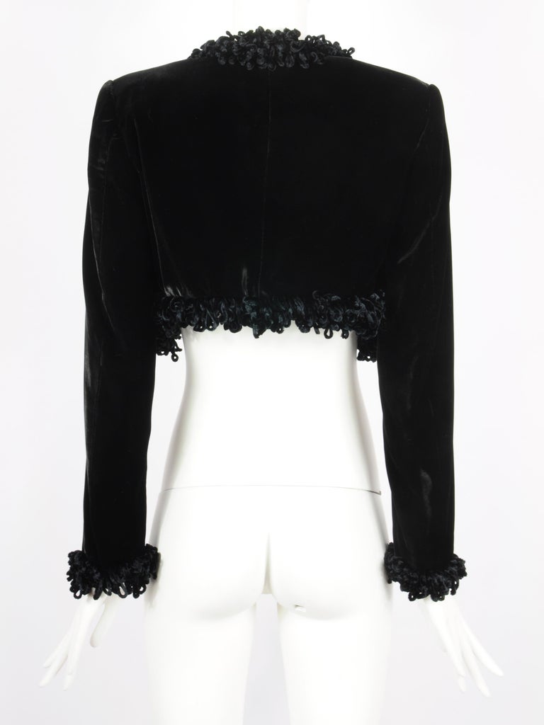 Oliver by Valentino Velvet Cropped Black Bolero Jacket Chenille Details ...