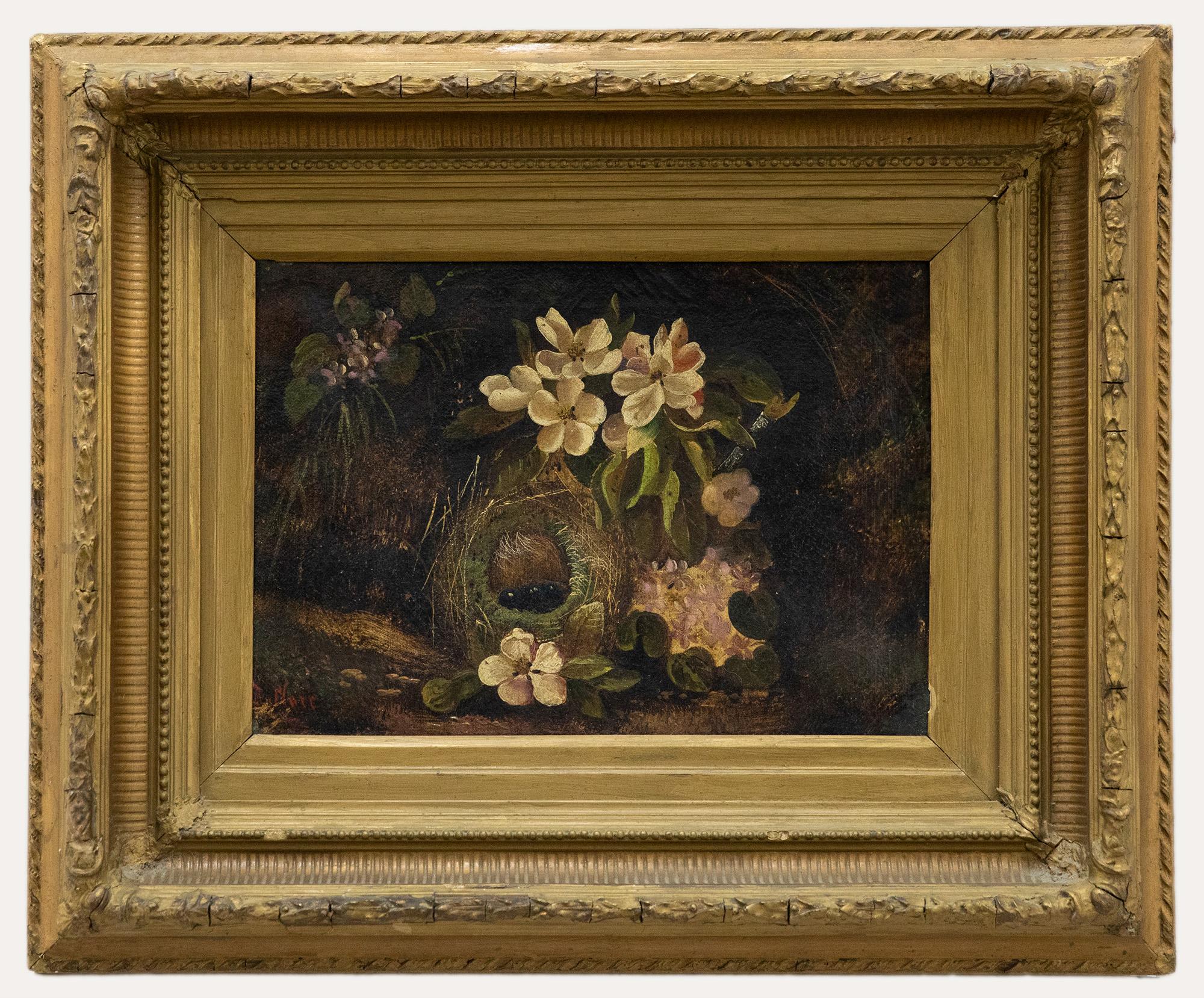 Attrib. Oliver Clare (1853-1927) - Oil, Birds Nest and Clematis at 1stDibs