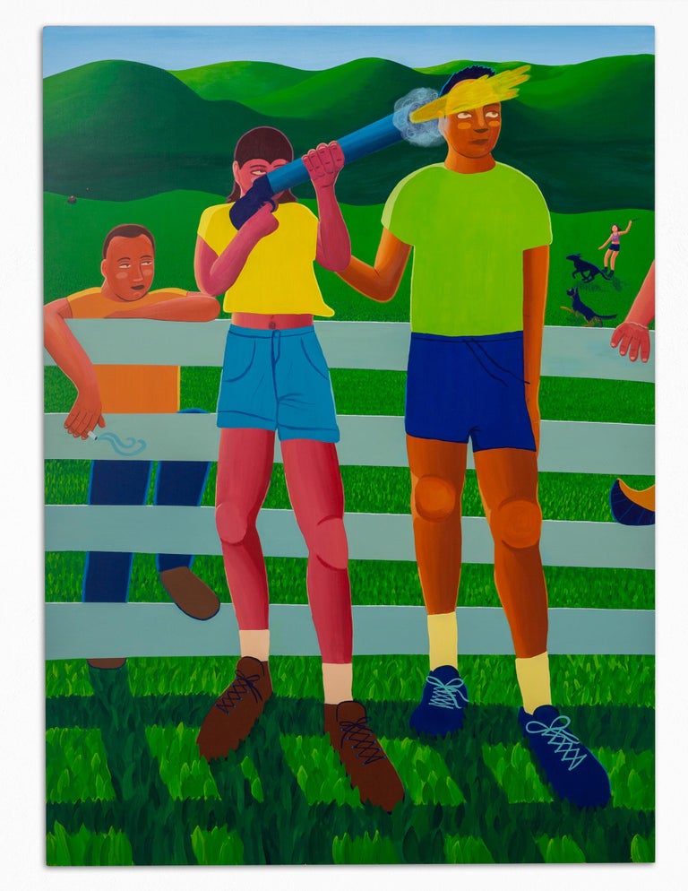 Olivia Tawzer - SHOOTIN’ PIGEONS - Acrylic on Panel Painting w/ Woman ...