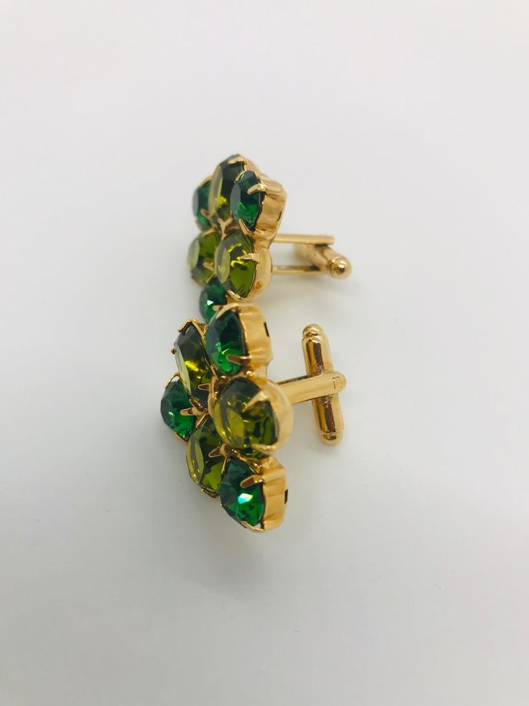 Olivine Austrian Crystal Cuff Links For Sale at 1stDibs