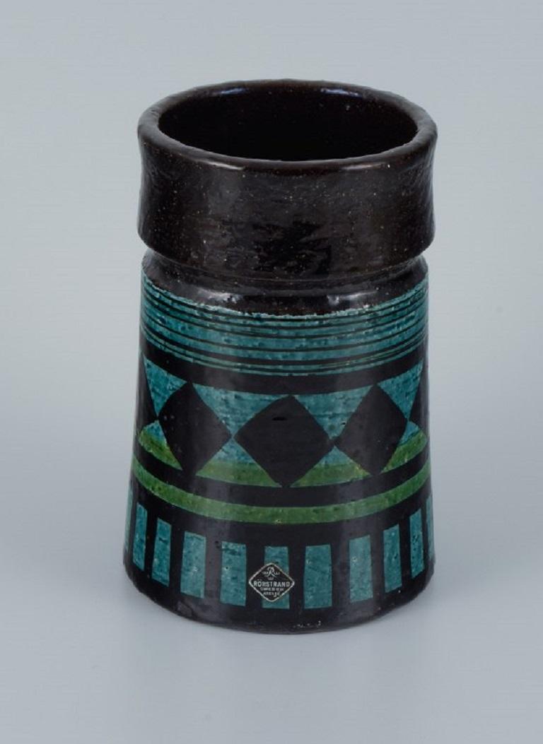 Olle Alberius for Rörstand, Atelje, Ceramic Vase with Geometric Pattern ...