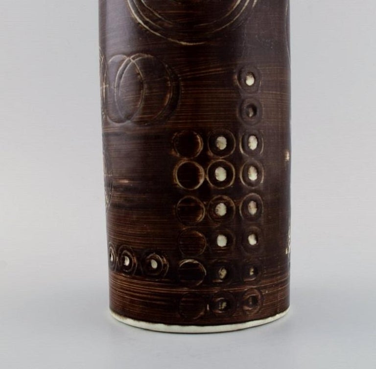 Olle Alberius for Rörstrand, Large Cylindrical Sarek Vase in Ceramics ...