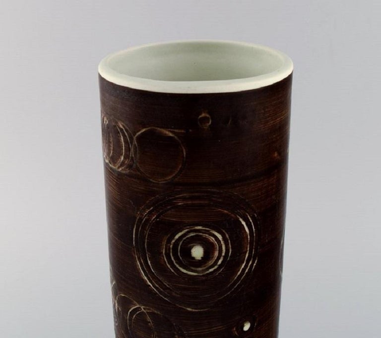 Olle Alberius for Rörstrand, Large Cylindrical Sarek Vase in Ceramics ...