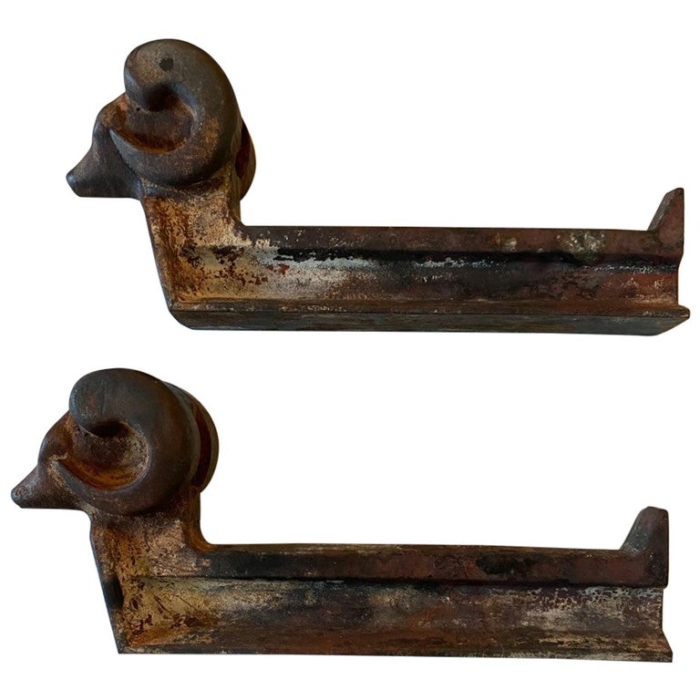 Olympic Log Master “Ram’s Head” Andirons For Sale at 1stDibs | andirons ...