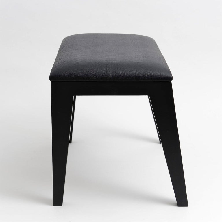 Om4.1 Small Black Ash, Leather Upholstered Bench by Mjiila For Sale at ...
