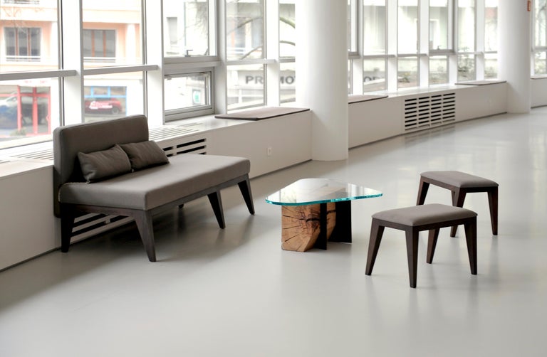 Om4.1 Small Black Ash, Leather Upholstered Bench by Mjiila For Sale at ...