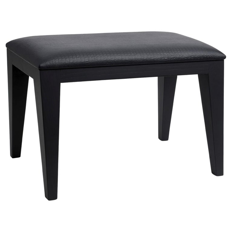 Om4.1 Small Black Ash, Leather Upholstered Bench by Mjiila For Sale at ...