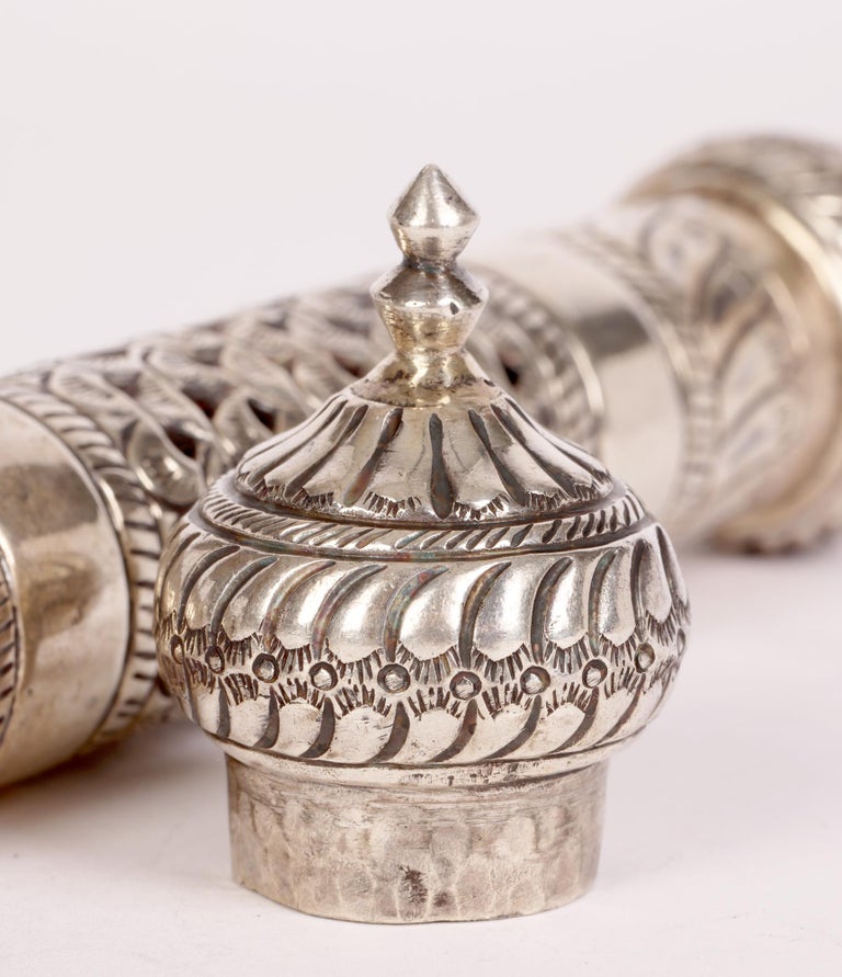 Omani Pair Silver Pierced Scroll or Document Holders For Sale at 1stDibs