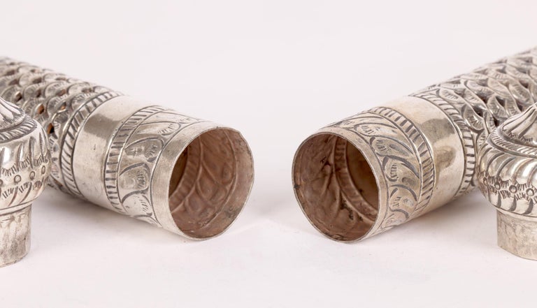 Omani Pair Silver Pierced Scroll or Document Holders For Sale at 1stDibs
