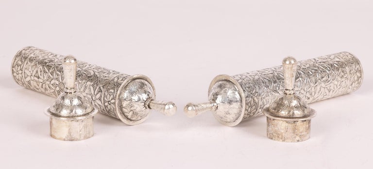 Omani Silver Pair Silver Floral Engraved Scroll or Document Holders For ...