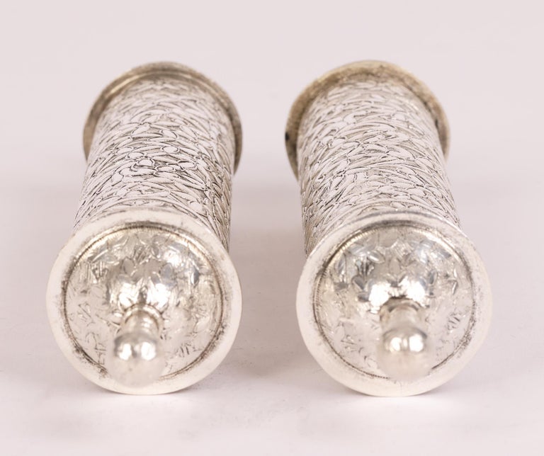 Omani Silver Pair Silver Floral Engraved Scroll or Document Holders For ...