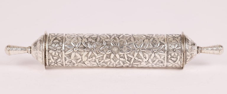 Omani Silver Pair Silver Floral Engraved Scroll or Document Holders For ...