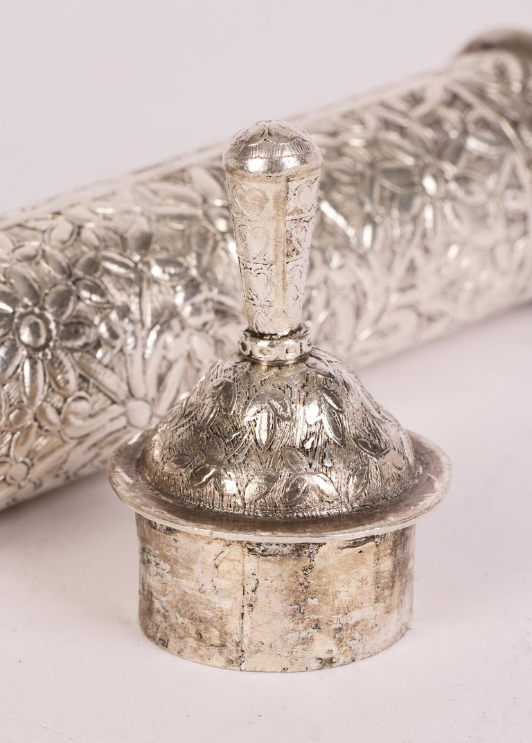 Omani Silver Pair Silver Floral Engraved Scroll or Document Holders For ...