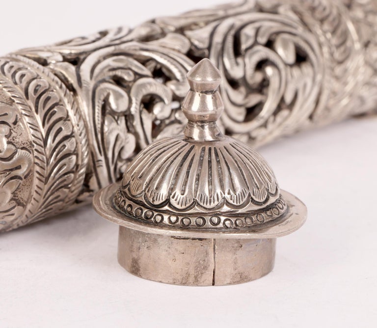 Omani Two Silver Leaf Pattern Scroll or Document Holders For Sale at ...