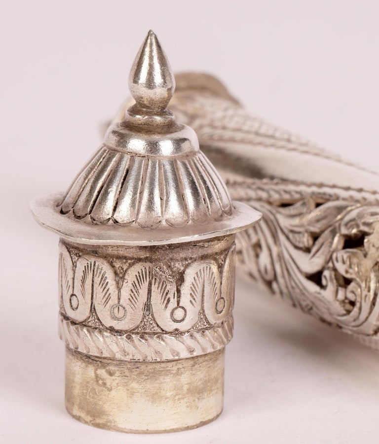 Omani Two Silver Leaf Pattern Scroll or Document Holders For Sale at ...