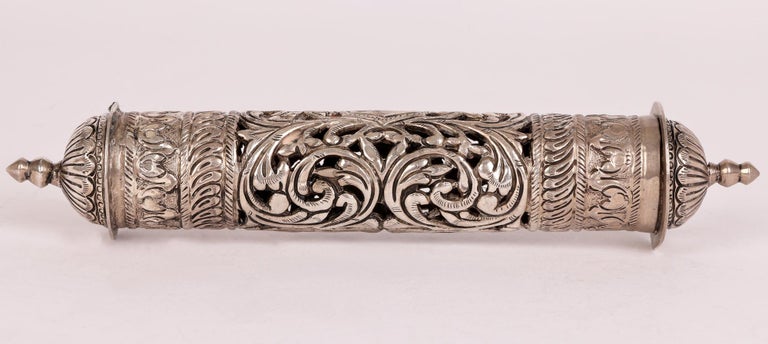 Omani Two Silver Leaf Pattern Scroll or Document Holders For Sale at ...