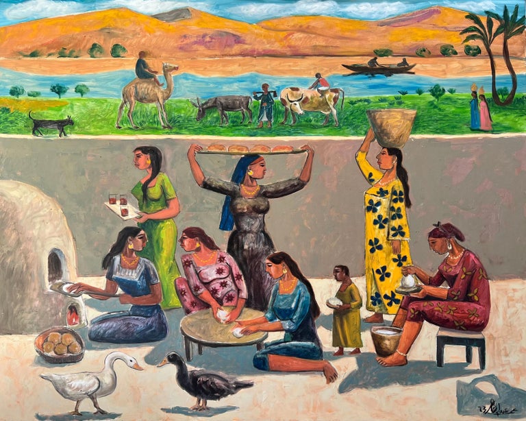 Omar Abdel Zaher - "Nourishment" Oil painting 47" x 59" inch by Omar ...