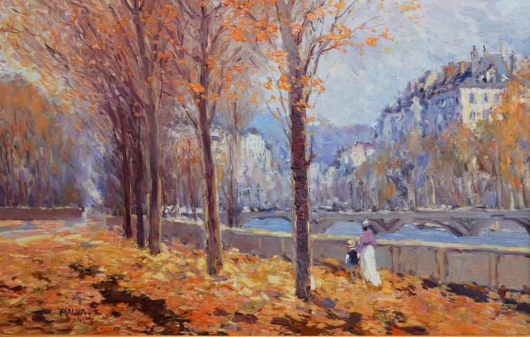 Omar Hamdi Malva - French Impressionist Fall View of Paris by Omar ...