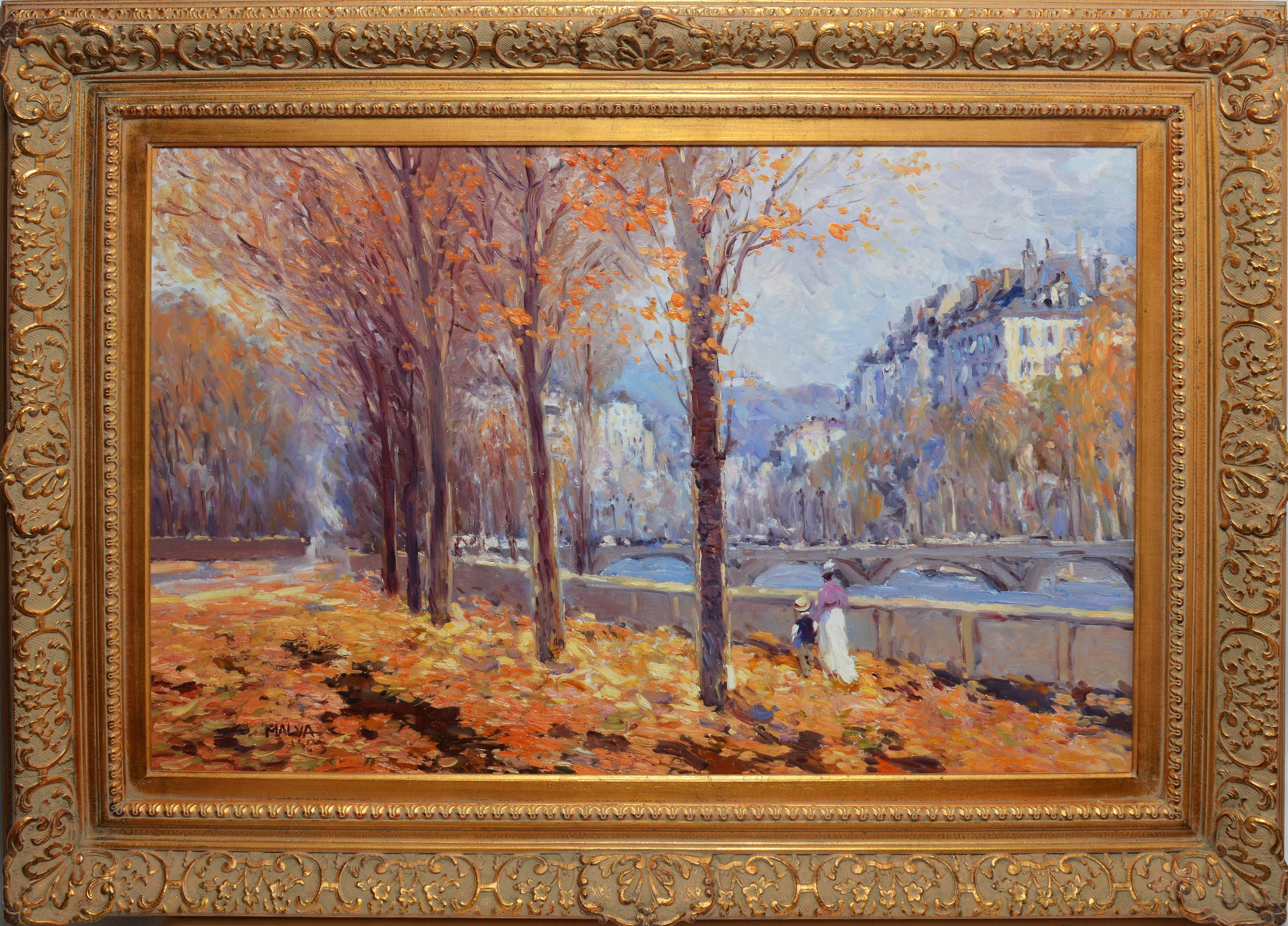 Omar Hamdi Malva - French Impressionist Fall View of Paris by Omar ...