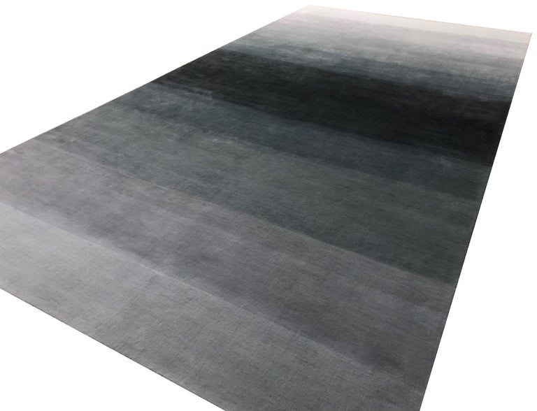 Ombre Blue Jaquard-Weave Gradient Rug For Sale at 1stDibs