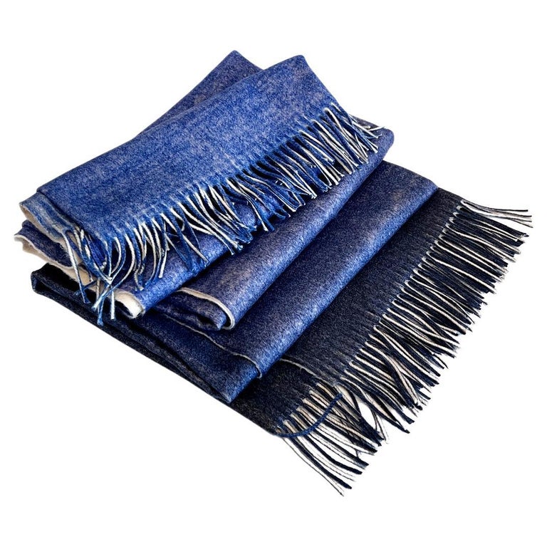 Ombre Merino Wool Soft Blanket Throw in Deep Blue, in Stock For Sale at ...