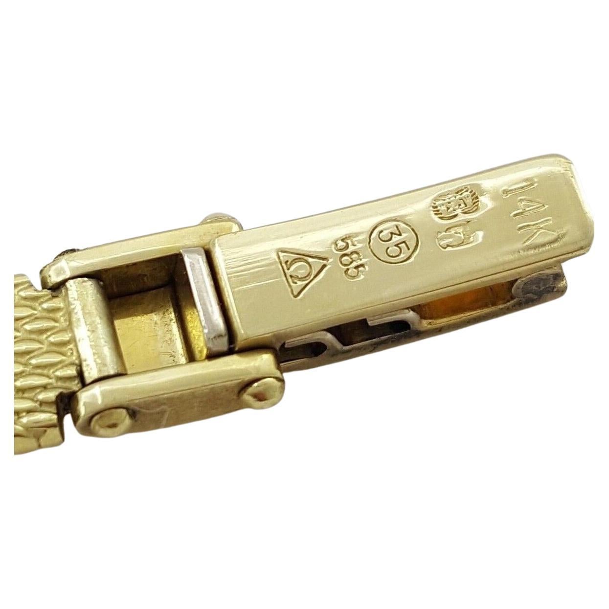 Omega 14K Yellow Gold Band Quartz Watch Gold Dial For Sale at 1stDibs