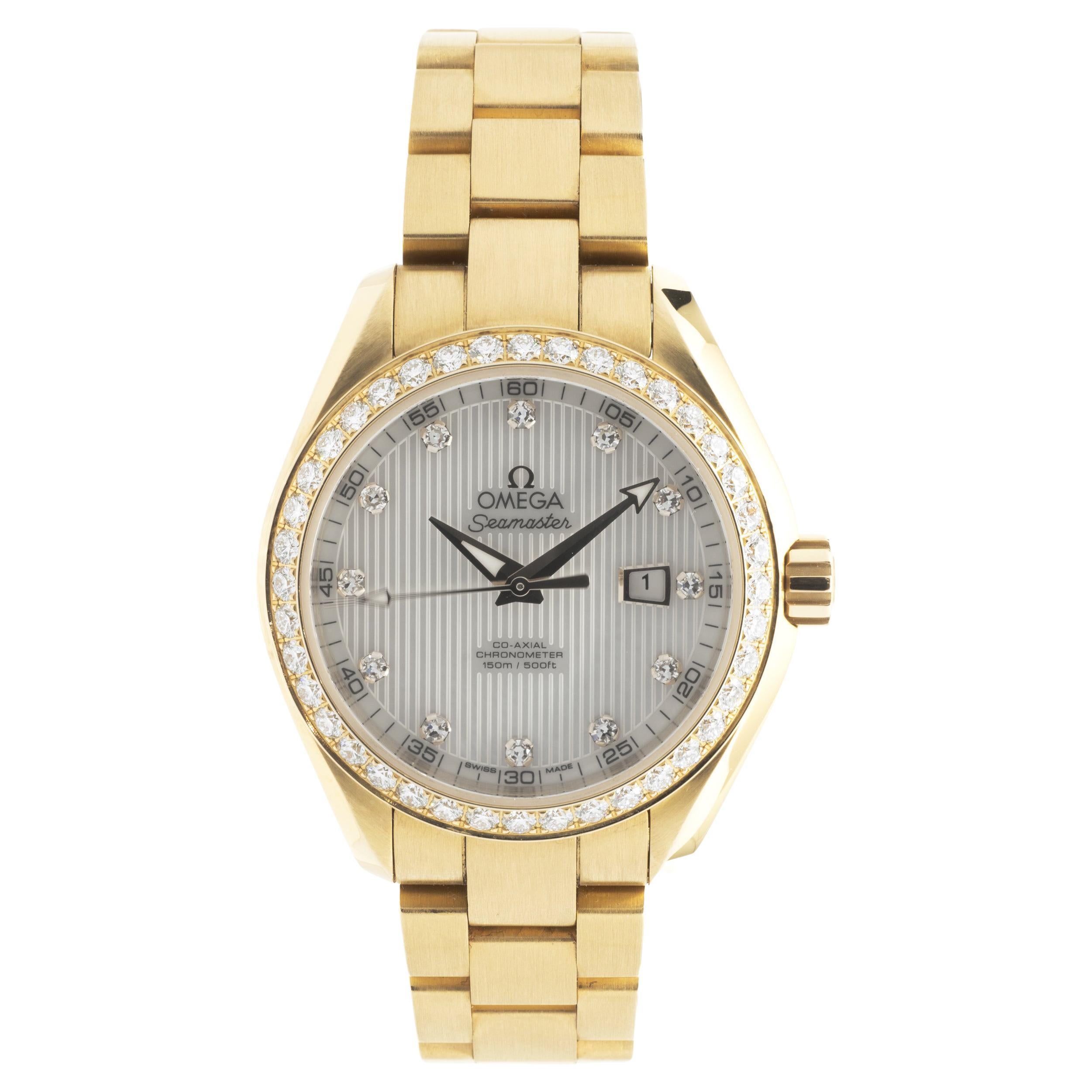 Ladies 18 Karat Yellow Gold Omega Diamond Bezel Dress Watch at 1stDibs