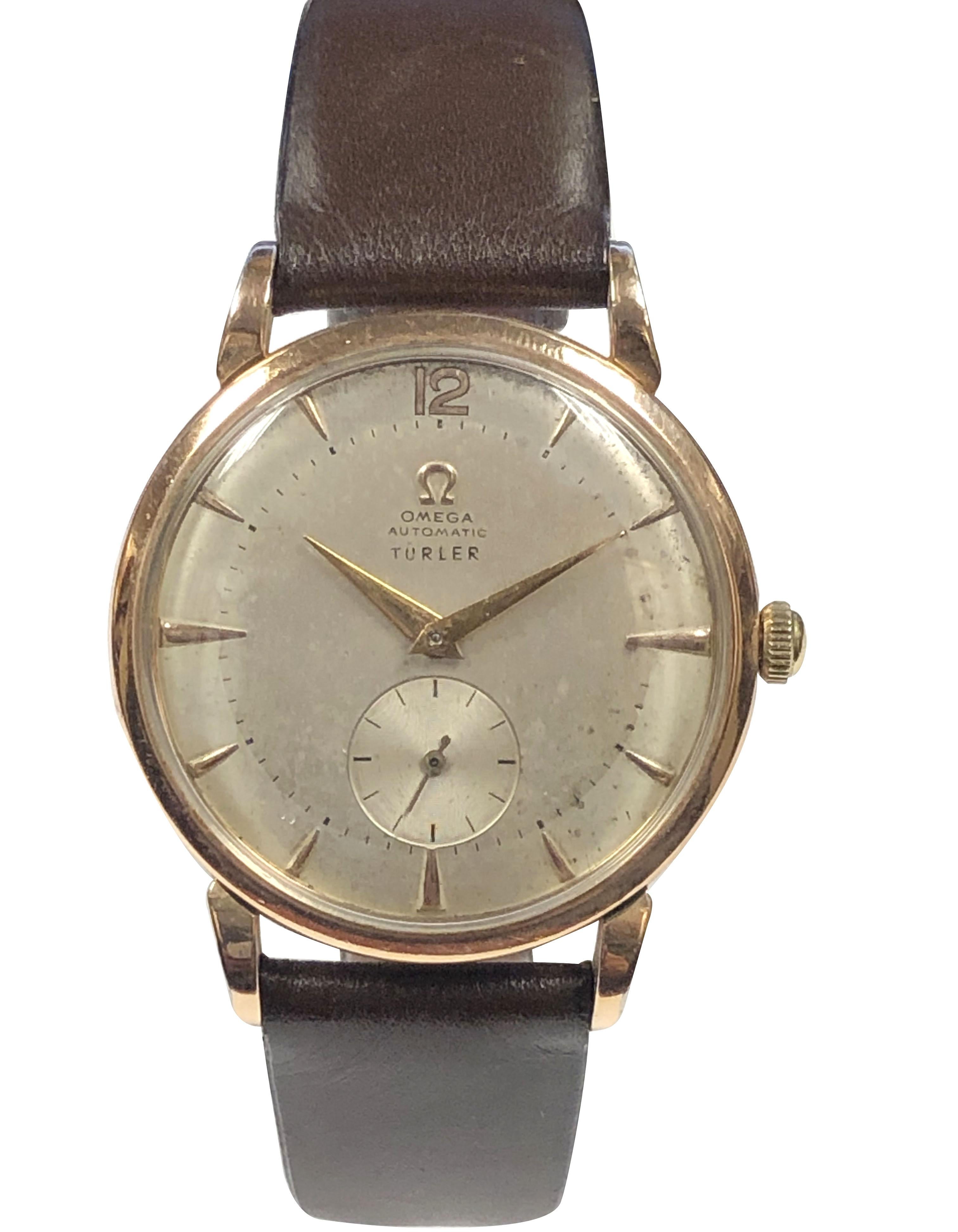 Omega 1940s Rose Gold Shell Large Automatic Wrist Watch For Sale at ...
