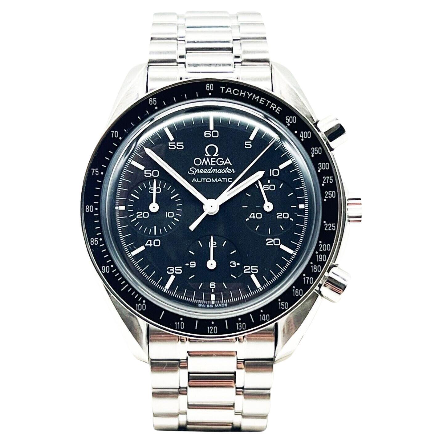 Omega Stainless Steel Speedmaster Chronograph Wristwatch with Chocolate ...