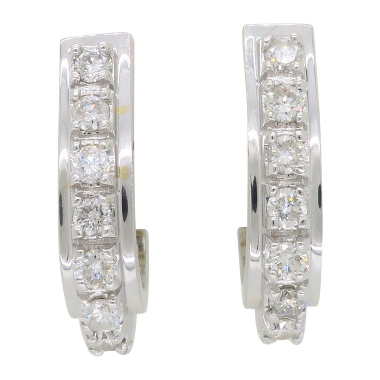Omega Back J-Hoop Diamond Earrings at 1stDibs