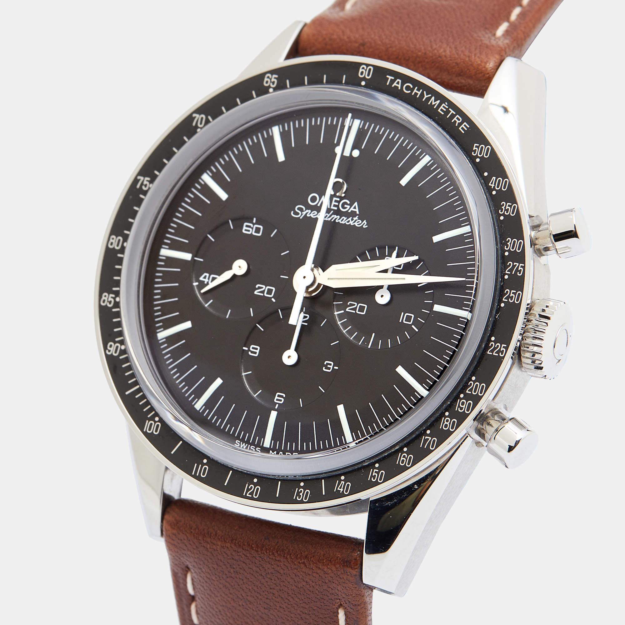 Omega Black Speedmaster Moonwatch 'First Omega In Space' Wristwatch 39.70 mm For Sale at 1stDibs ...