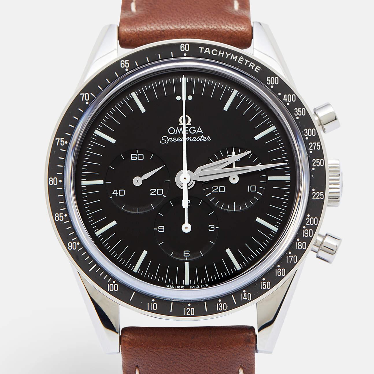Omega Black Speedmaster Moonwatch 'First Omega In Space' Wristwatch 39. ...