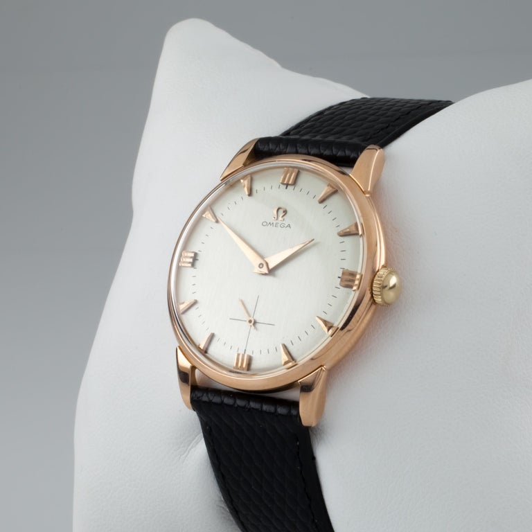 Omega Cal. 267 18k Rose Gold Vintage Hand-Winding Watch w/ Black ...