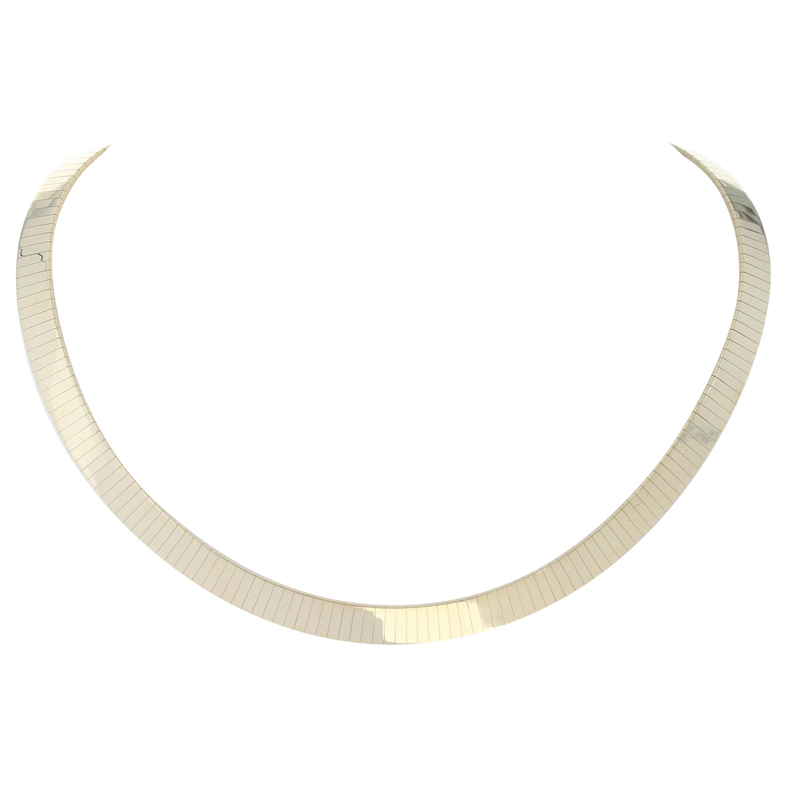 Omega Chain Choker Necklace, 14 Karat Yellow Gold Box Clasp, Italy at ...
