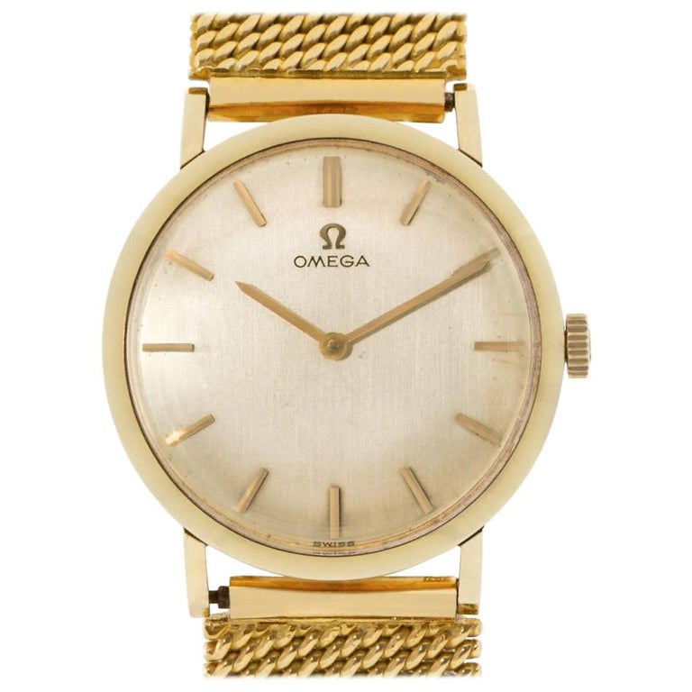Omega Classic D6649 14 Karat Ivory Dial Manual Watch at 1stDibs